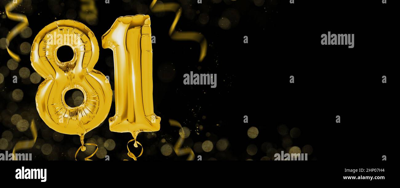 Golden balloons with copy space - Number 81 Stock Photo - Alamy