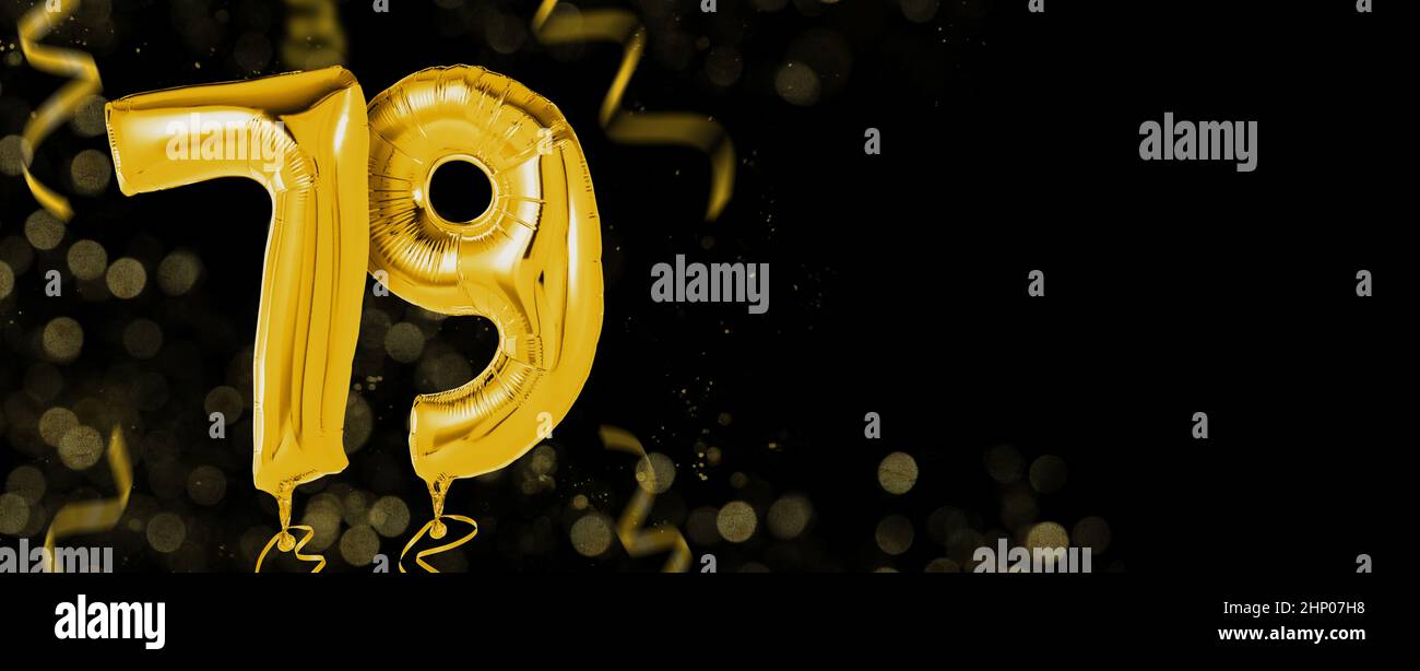 Golden balloons with copy space - Number 79 Stock Photo - Alamy