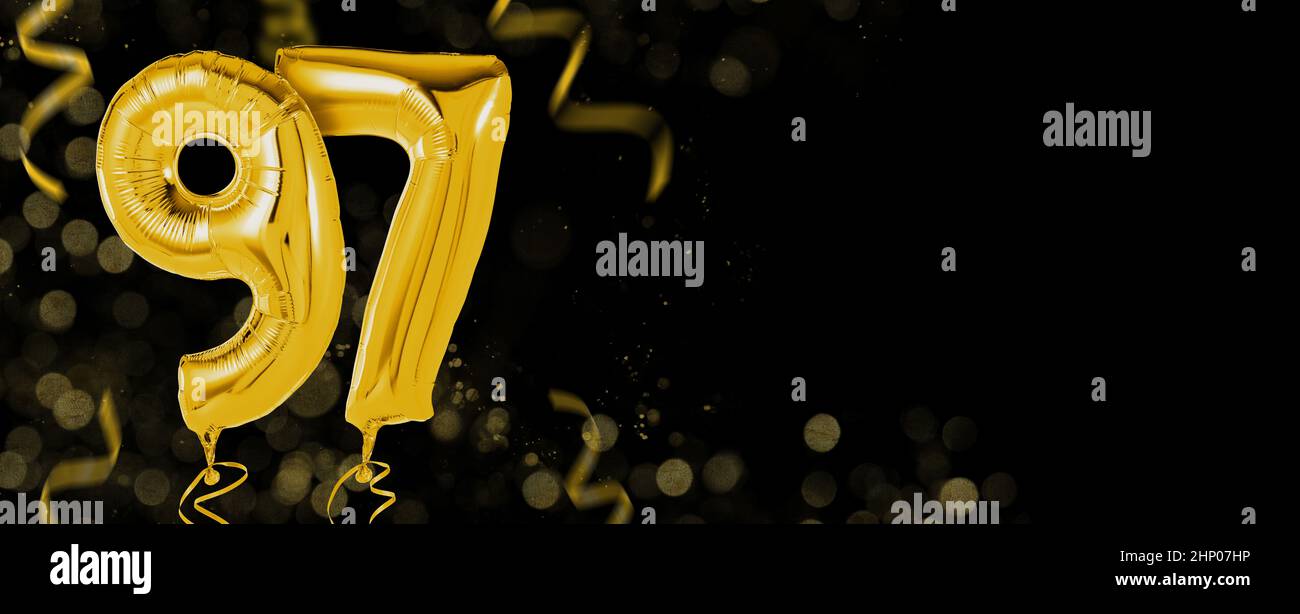 Golden balloons with copy space - Number 97 Stock Photo - Alamy