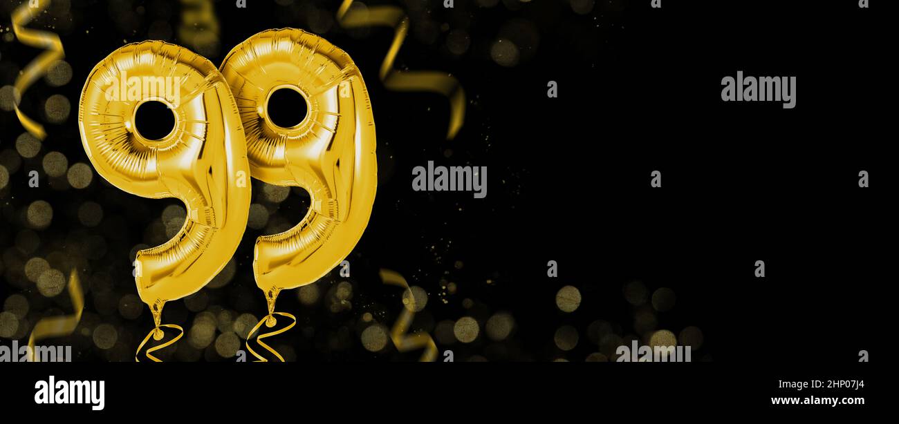 Golden balloons with copy space - Number 99 Stock Photo - Alamy