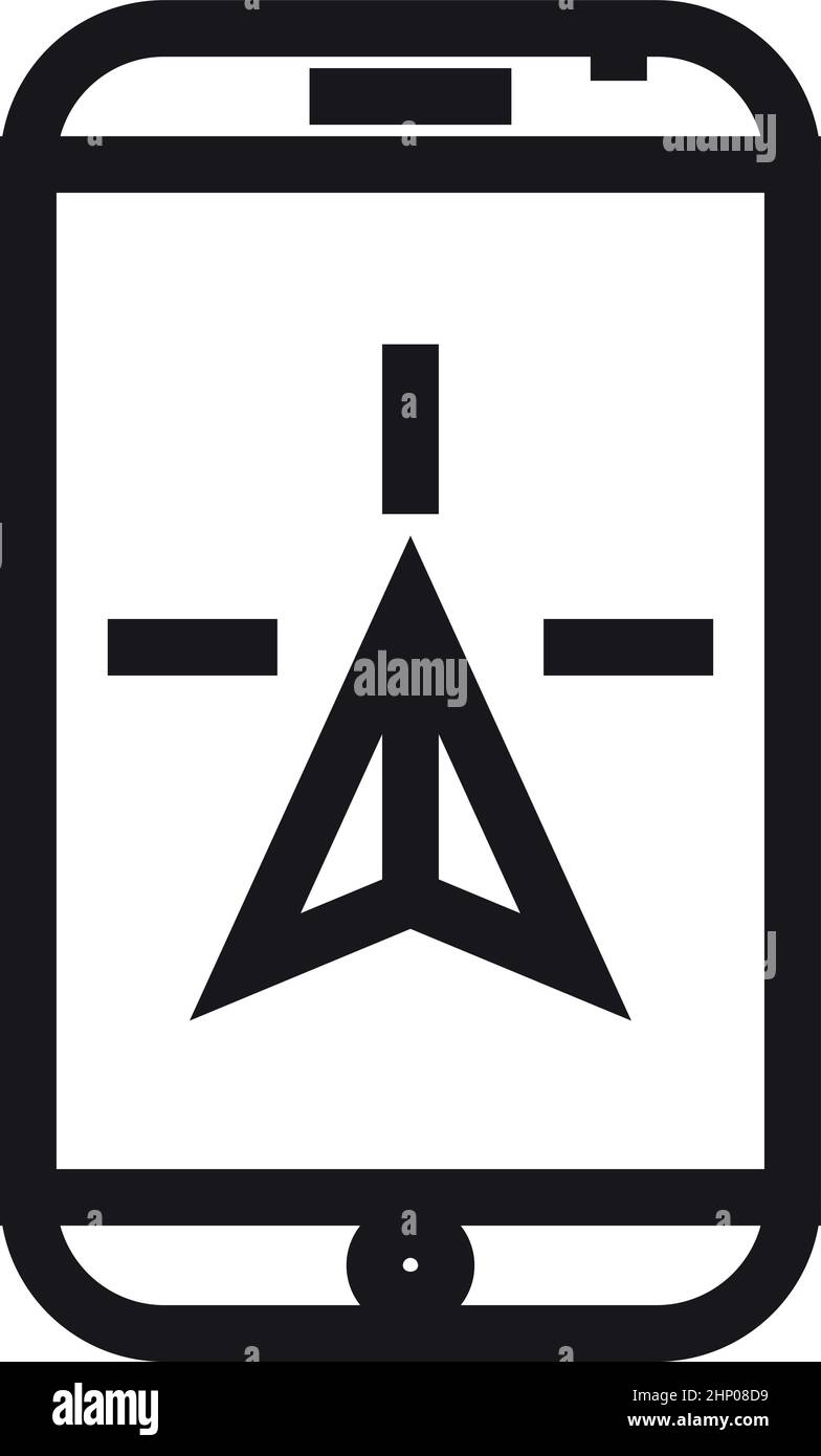 Smartphone with open navigation app. Navigator linear icon Stock Vector ...