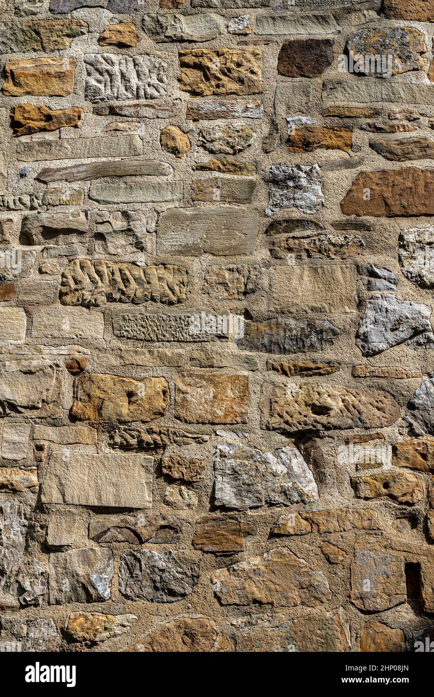 Massive high walls of an old medieval castle Stock Photo - Alamy