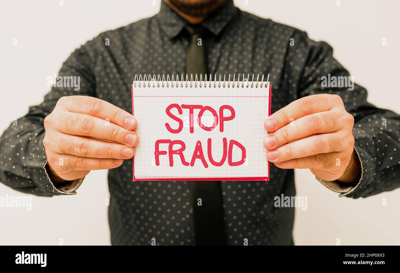 Text caption presenting Stop Fraud, Word for campaign advices showing ... Text caption presenting Stop Fraud, Word for campaign advices showing ...