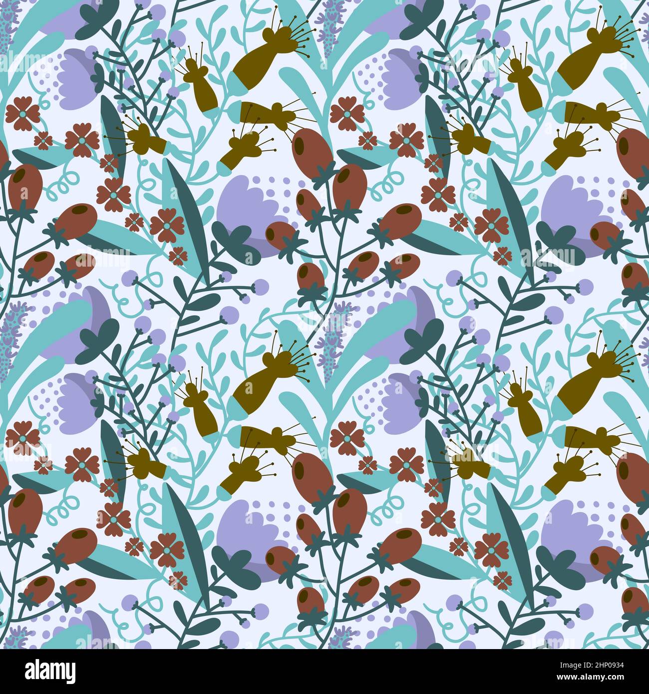 Simple floral seamless pattern with flowers for fabrics and cards and ...