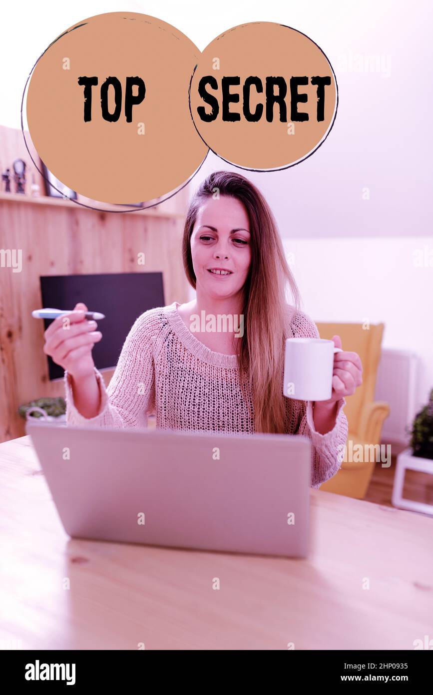 Inspiration showing sign Top Secret, Word Written on protected by a ...