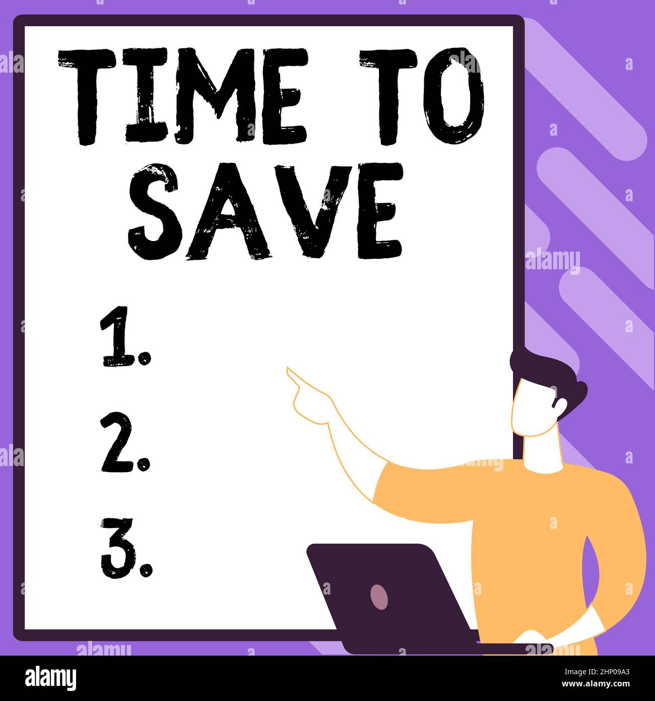 Text caption presenting Time To Save, Concept meaning to do something more efficiently that less ...