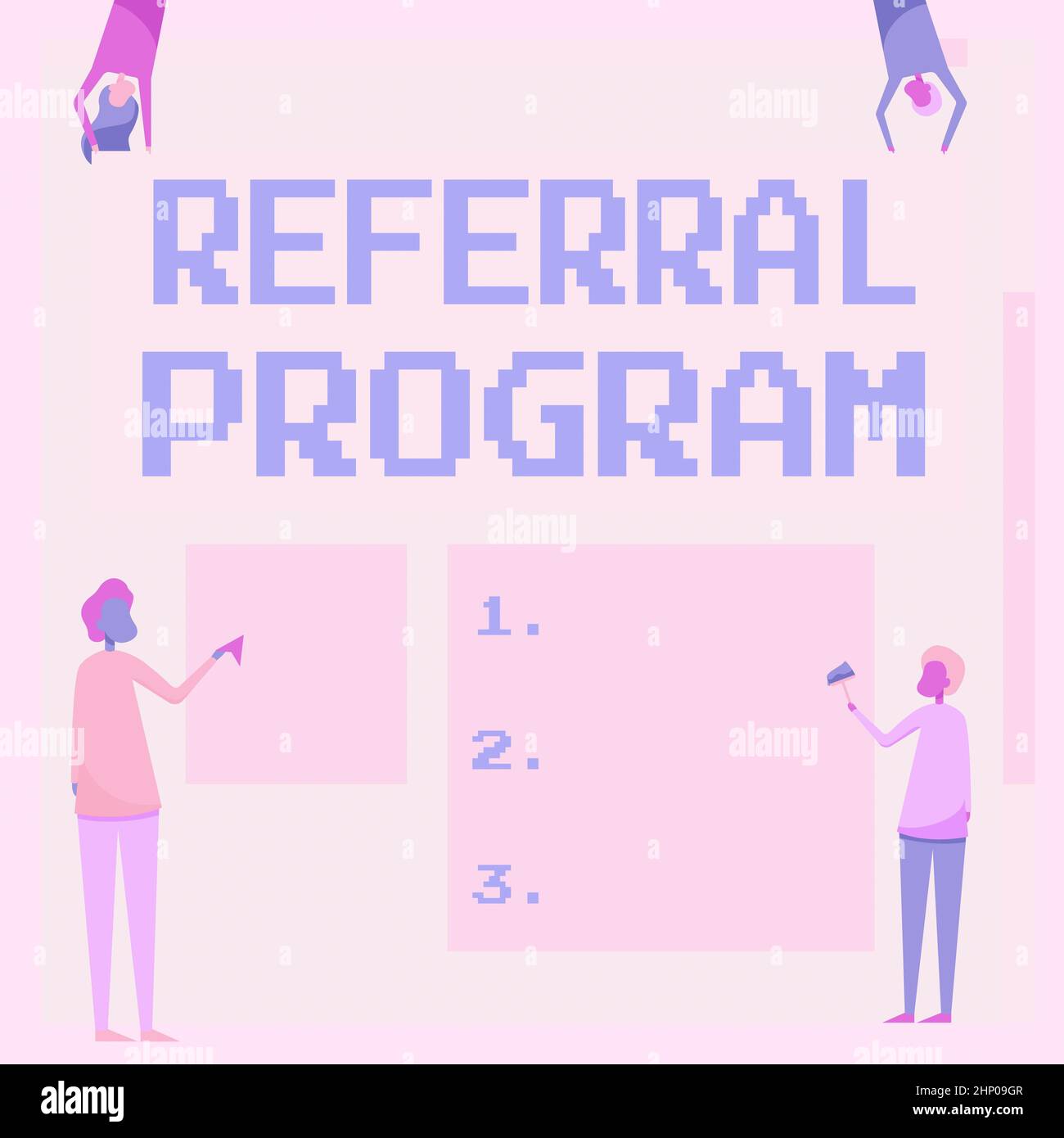Sign displaying Referral Program, Internet Concept internal recruitment ...