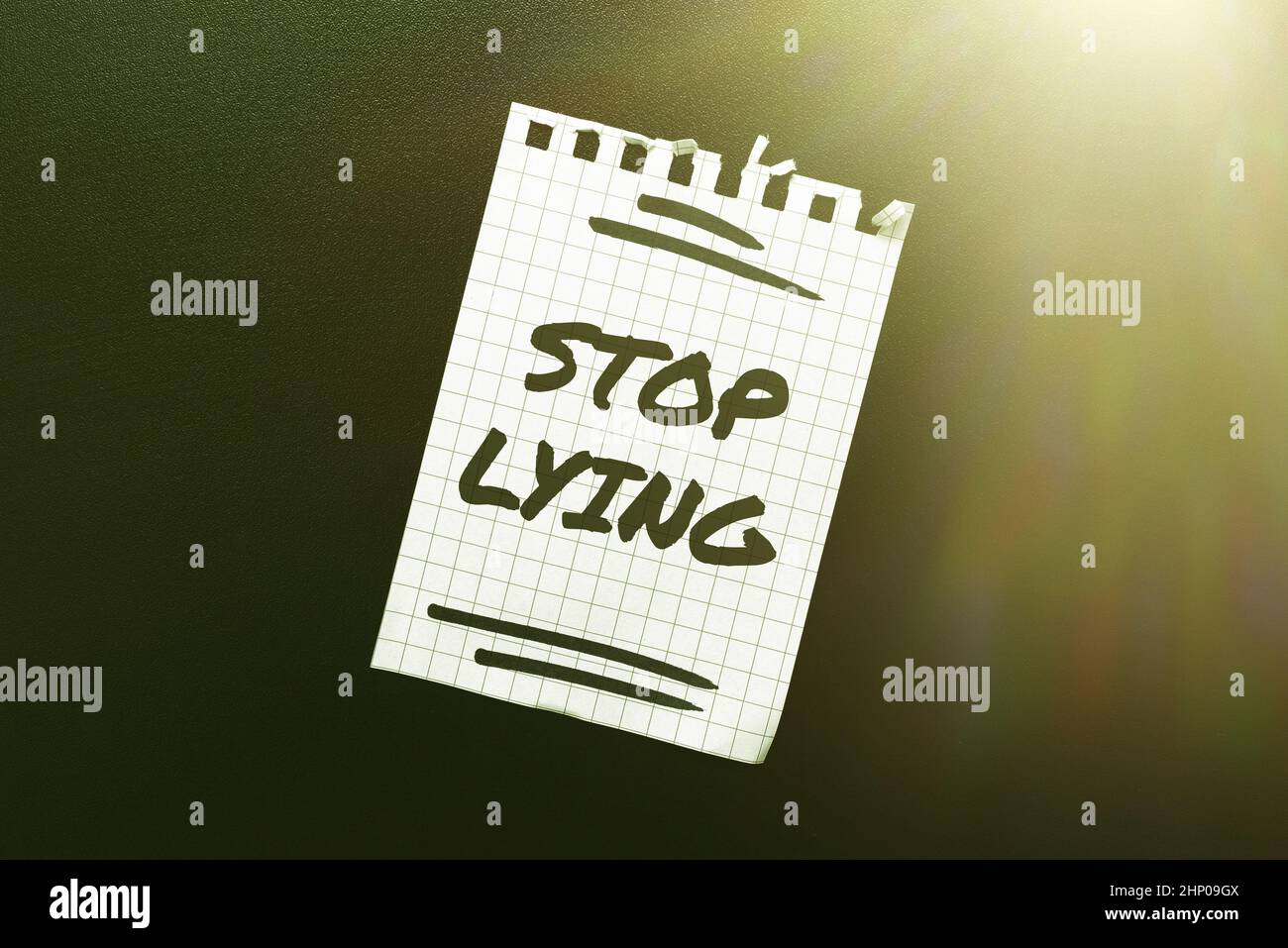 Text showing inspiration Stop Lying, Business overview put an end on ...