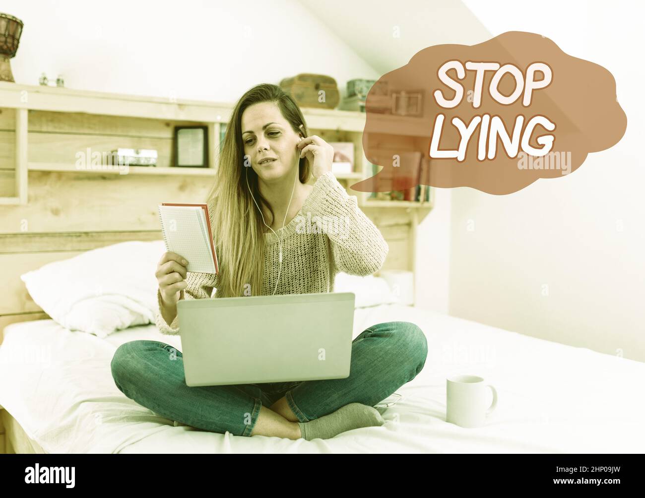 Text sign showing Stop Lying, Business overview put an end on chronic ...