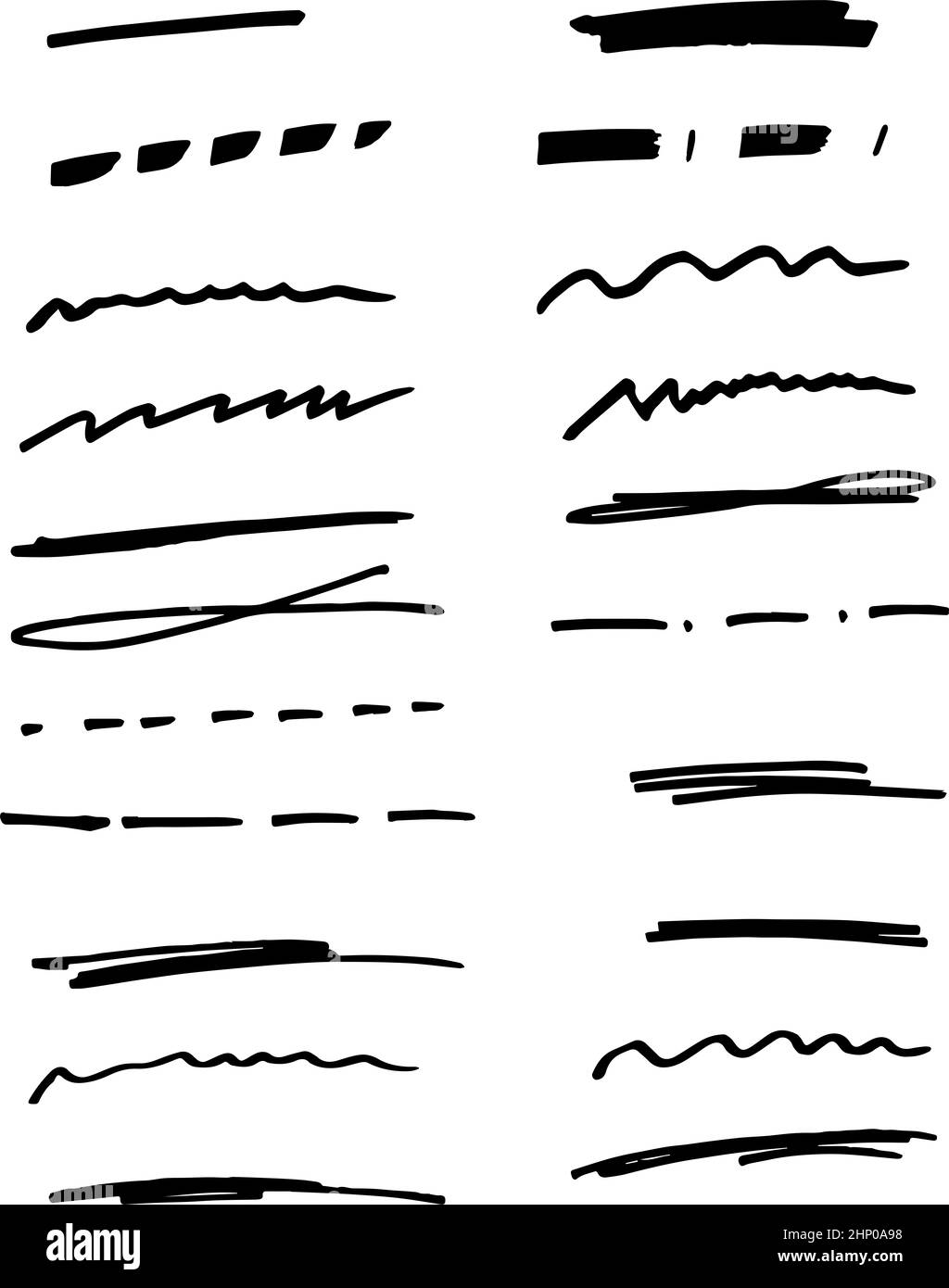 Hand drawn underlines. Drawing brush strokes. Vector illustration Stock ...