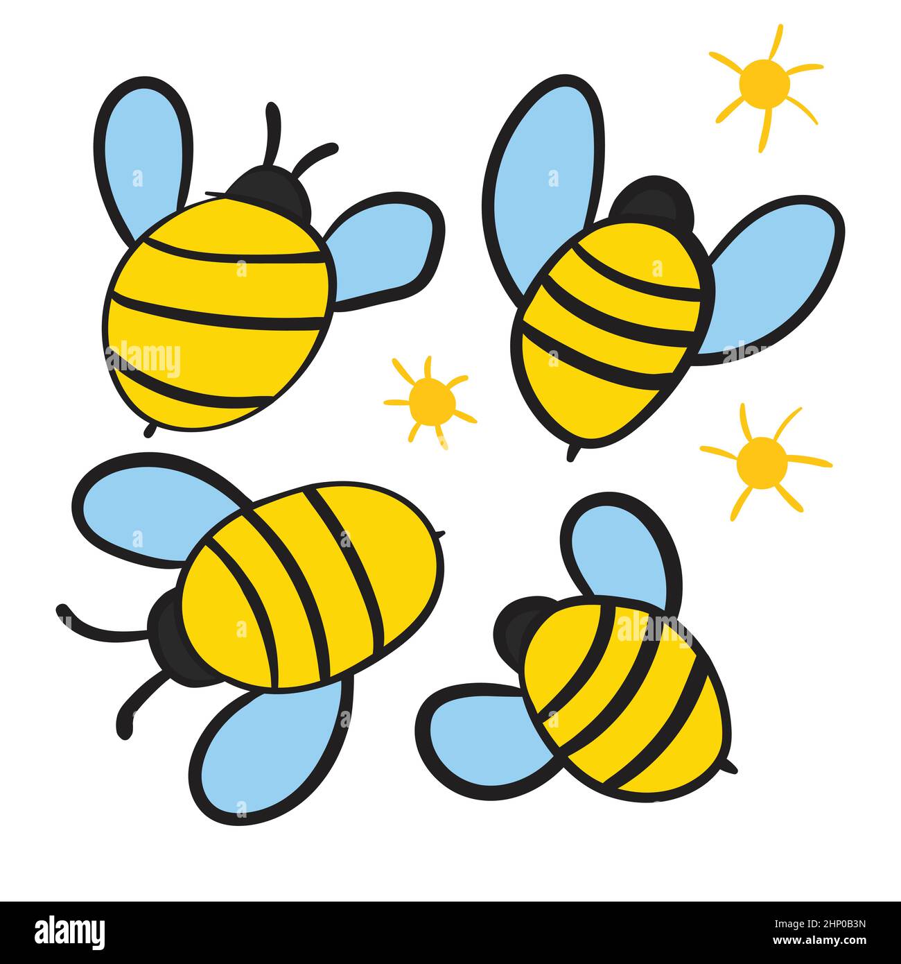 Cartoon bee mascot. A small bees flies. Wasp collection. Vector ...