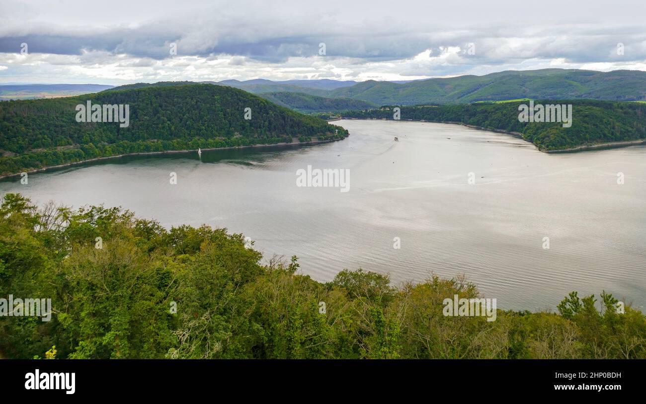Scenery around the Edersee, a reservoir in Hesse in Germany Stock Photo ...