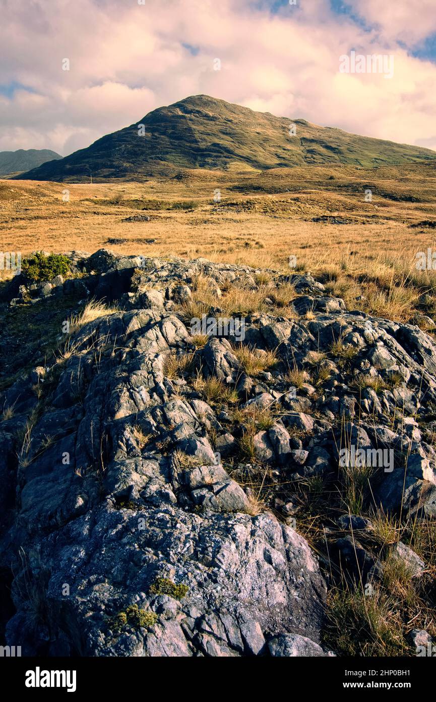 Beautiful rugged landscape scenery with mountains at Derryclare natural ...