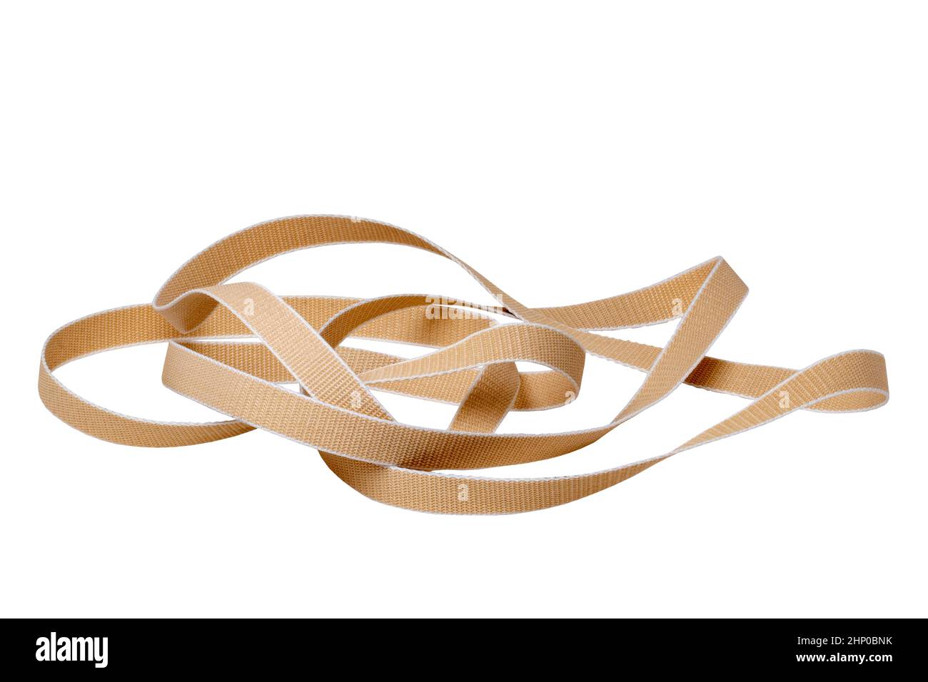 Roller shutter belt isolated. Close-up of a beige hard-wearing and tear ...