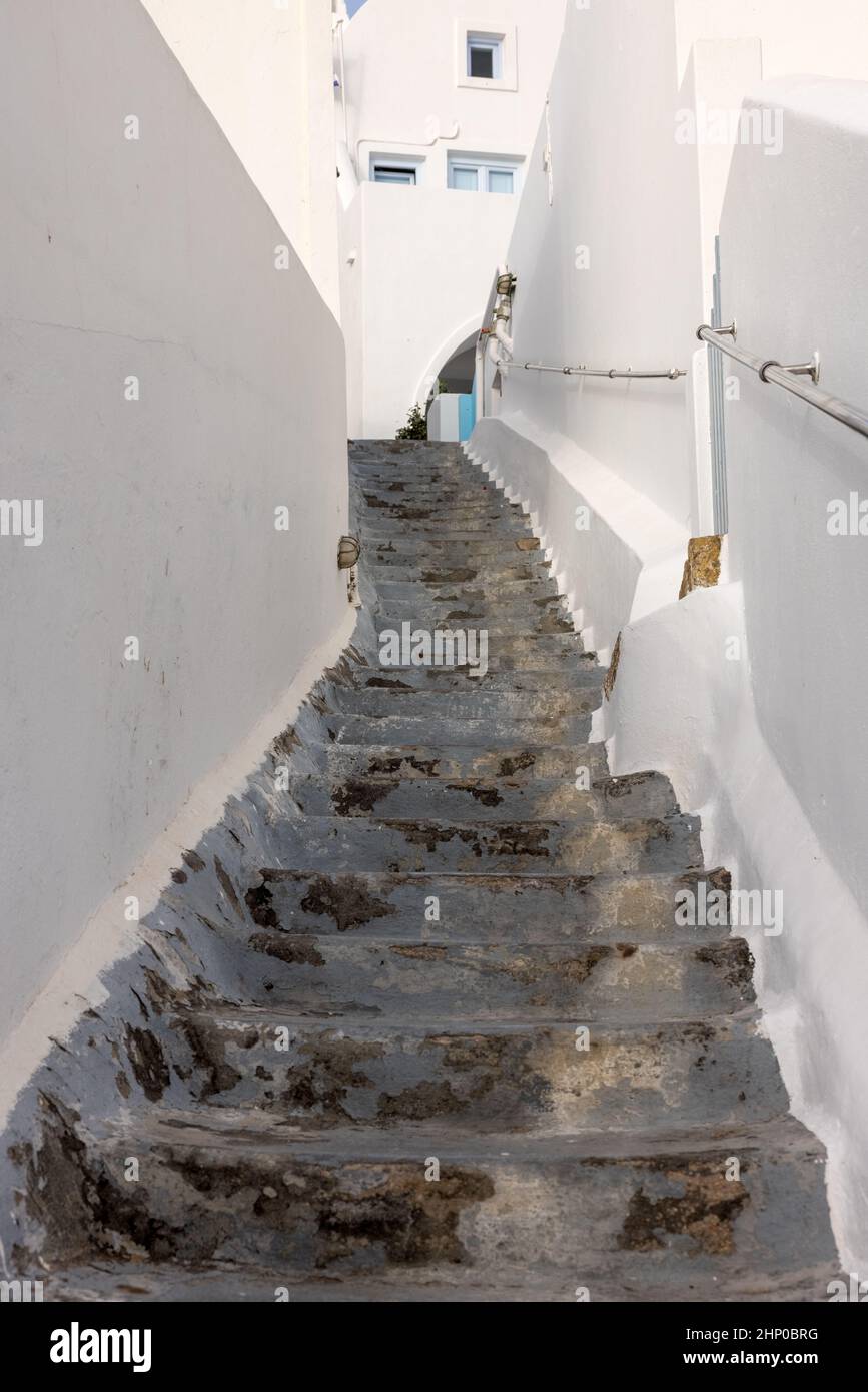 Narrow stone steps, a traditional piece of architecture on the island ...