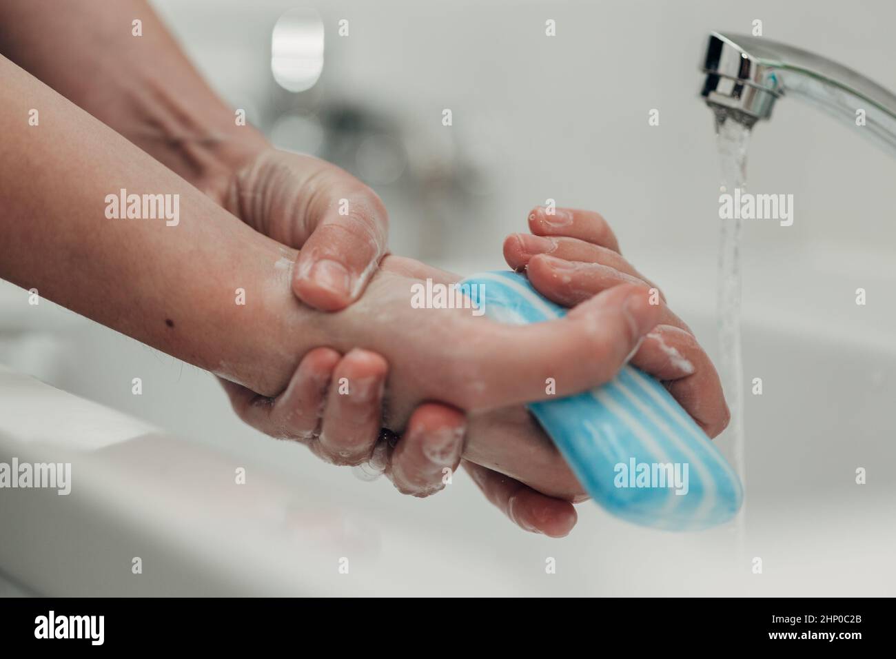 The Girl Washes Her Hands to Avoid Infection With the Virus COVID-19 ...