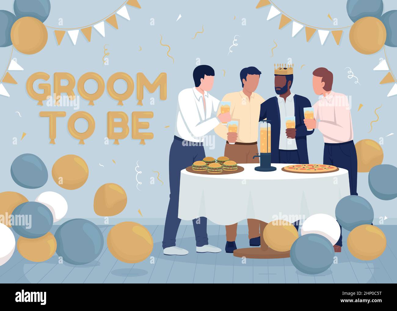 Bachelor party flat color vector illustration Stock Vector Image & Art ...