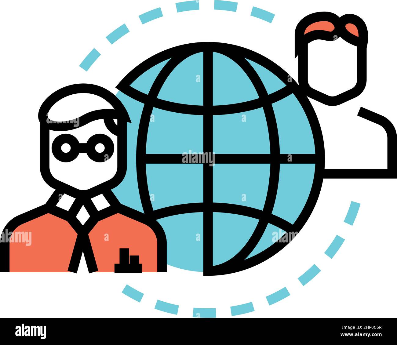 Global communication icon. People connecting around globe Stock Vector ...