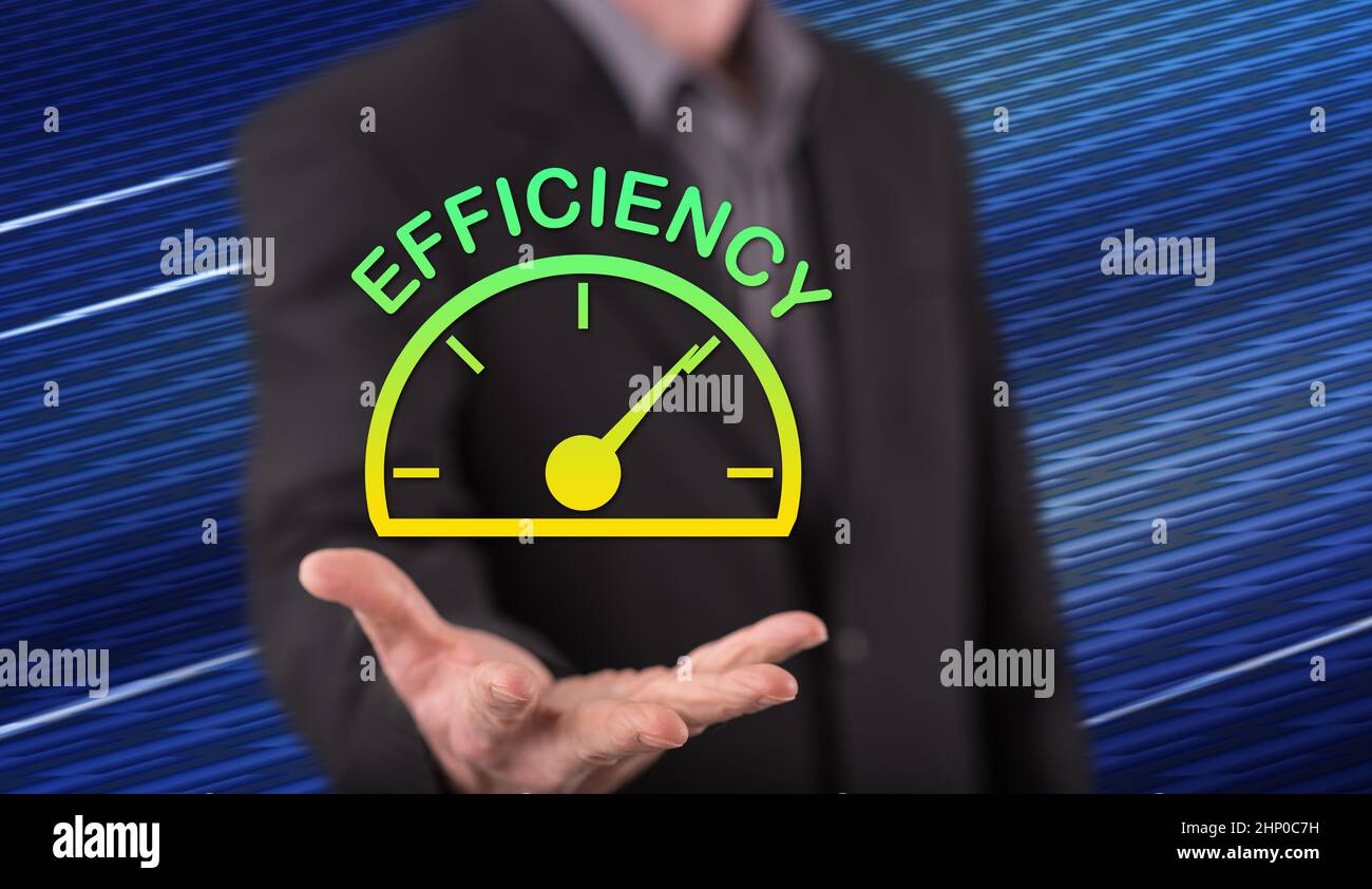 Efficiency concept above the hand of a man in background Stock Photo ...