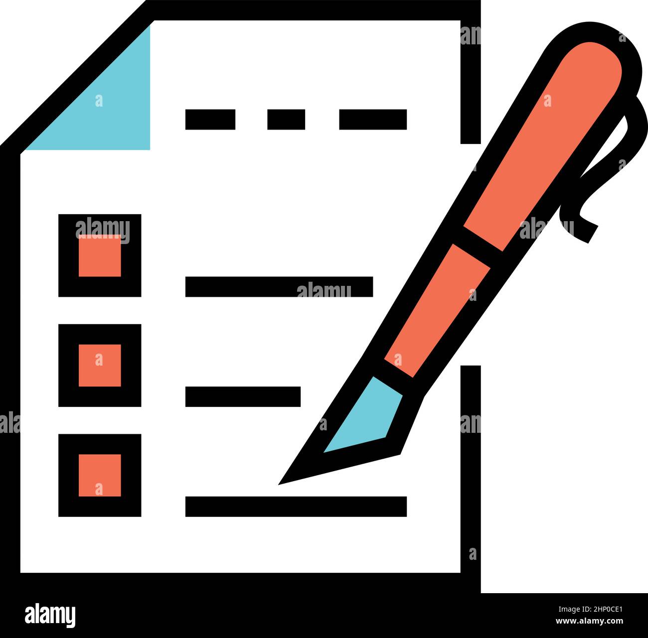 School test icon. Survey checklist form with pen. Study exam Stock ...