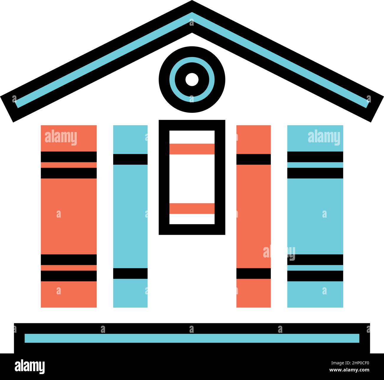 Book building icon. Bookstore or library logo. Bookshelf sign Stock ...