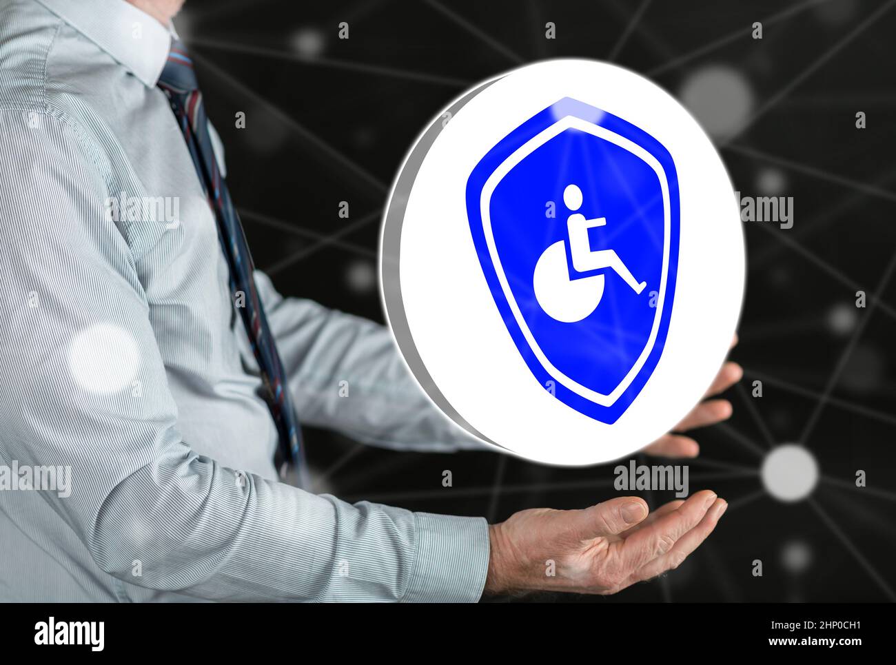 Disability insurance concept above the hands of a man Stock Photo - Alamy