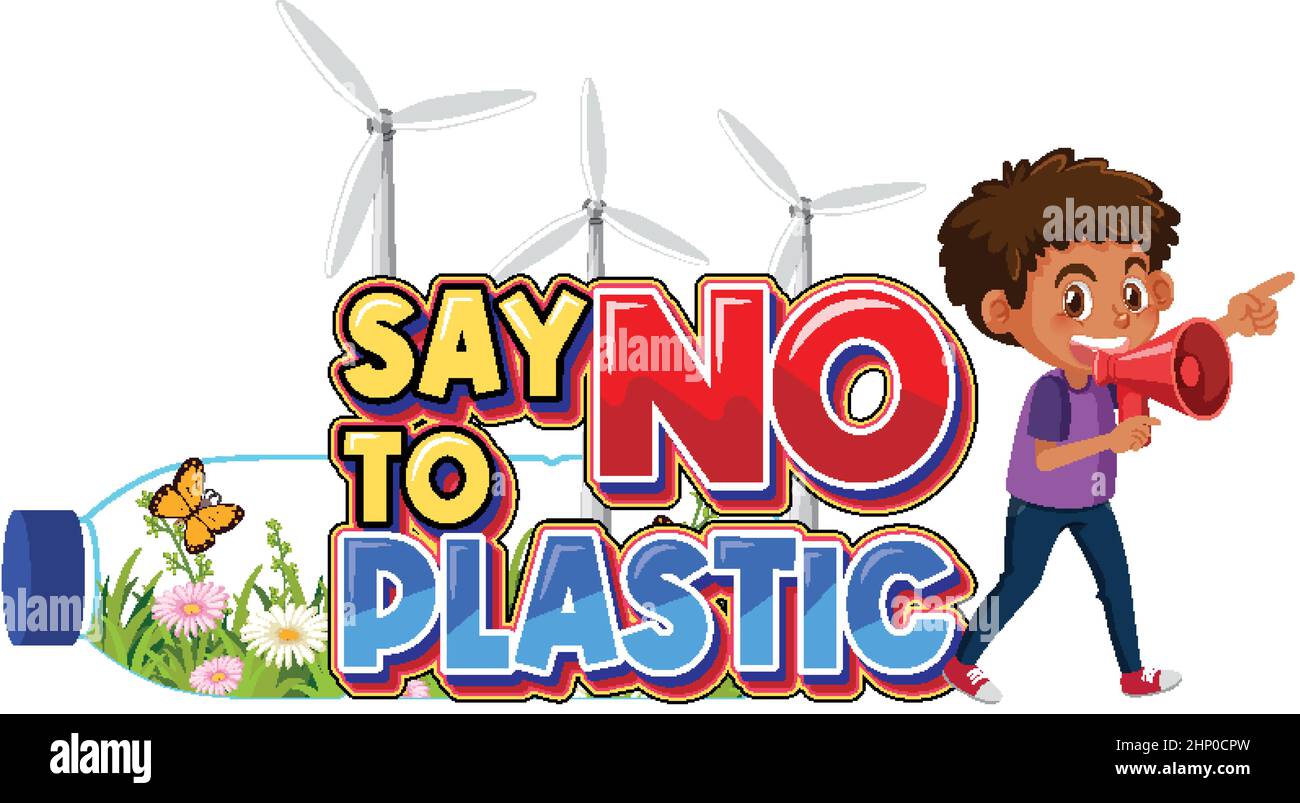 Say no to plastic typography design illustration Stock Vector Image ...