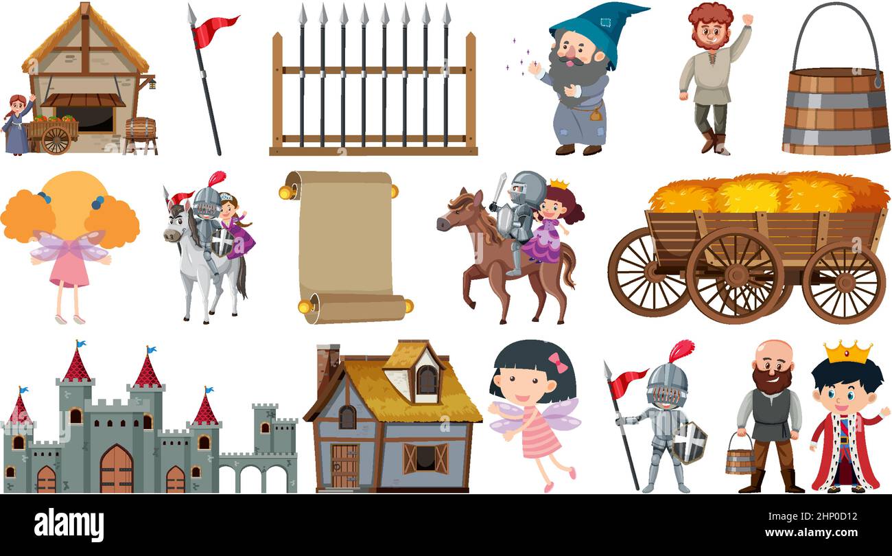 Set of fantasy cartoon characters illustration Stock Vector Image & Art ...