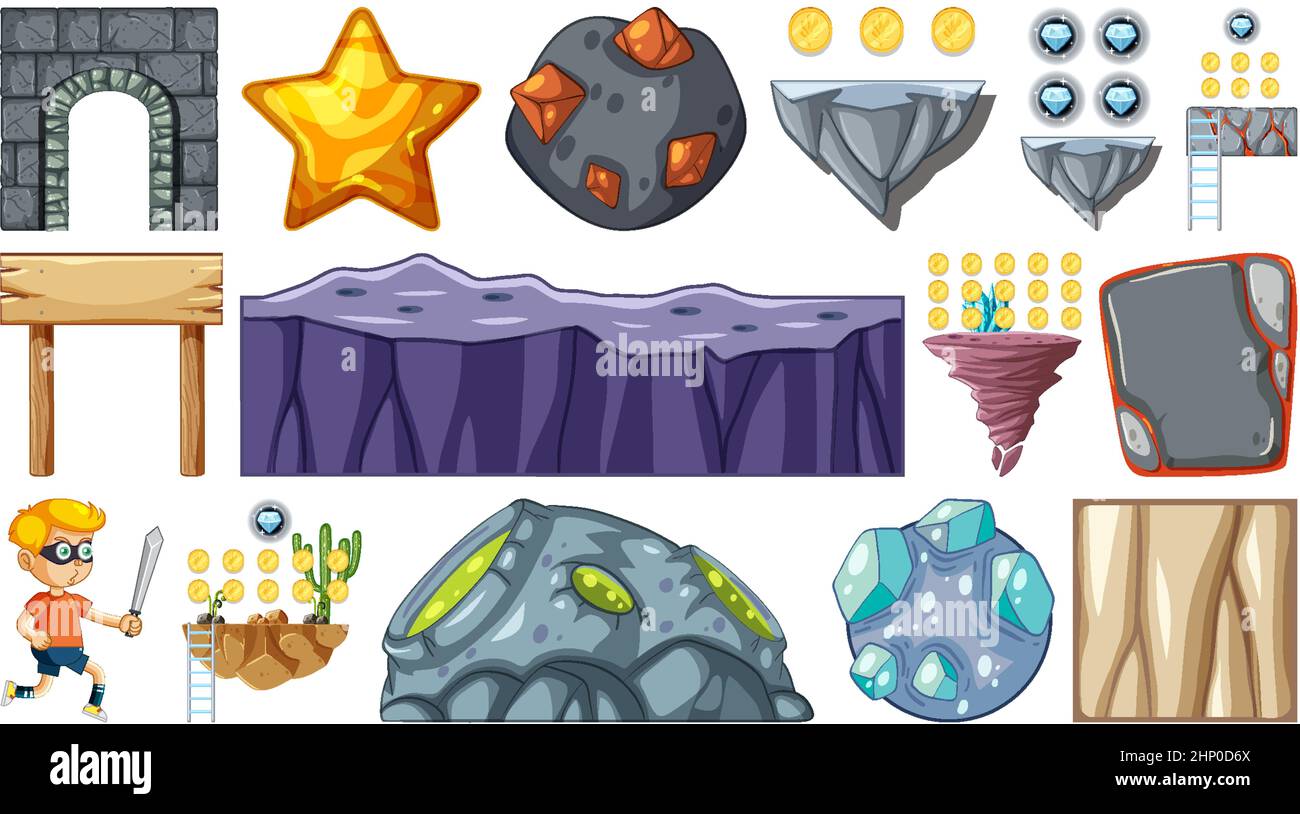 Set of isolated fantasy space objects illustration Stock Vector Image ...
