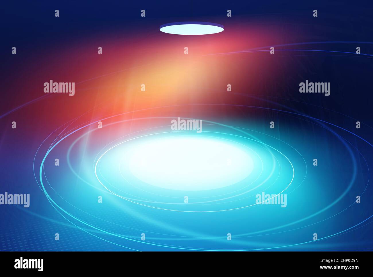 Light effect on ground. 3d light on blue background. 3d illustration ...