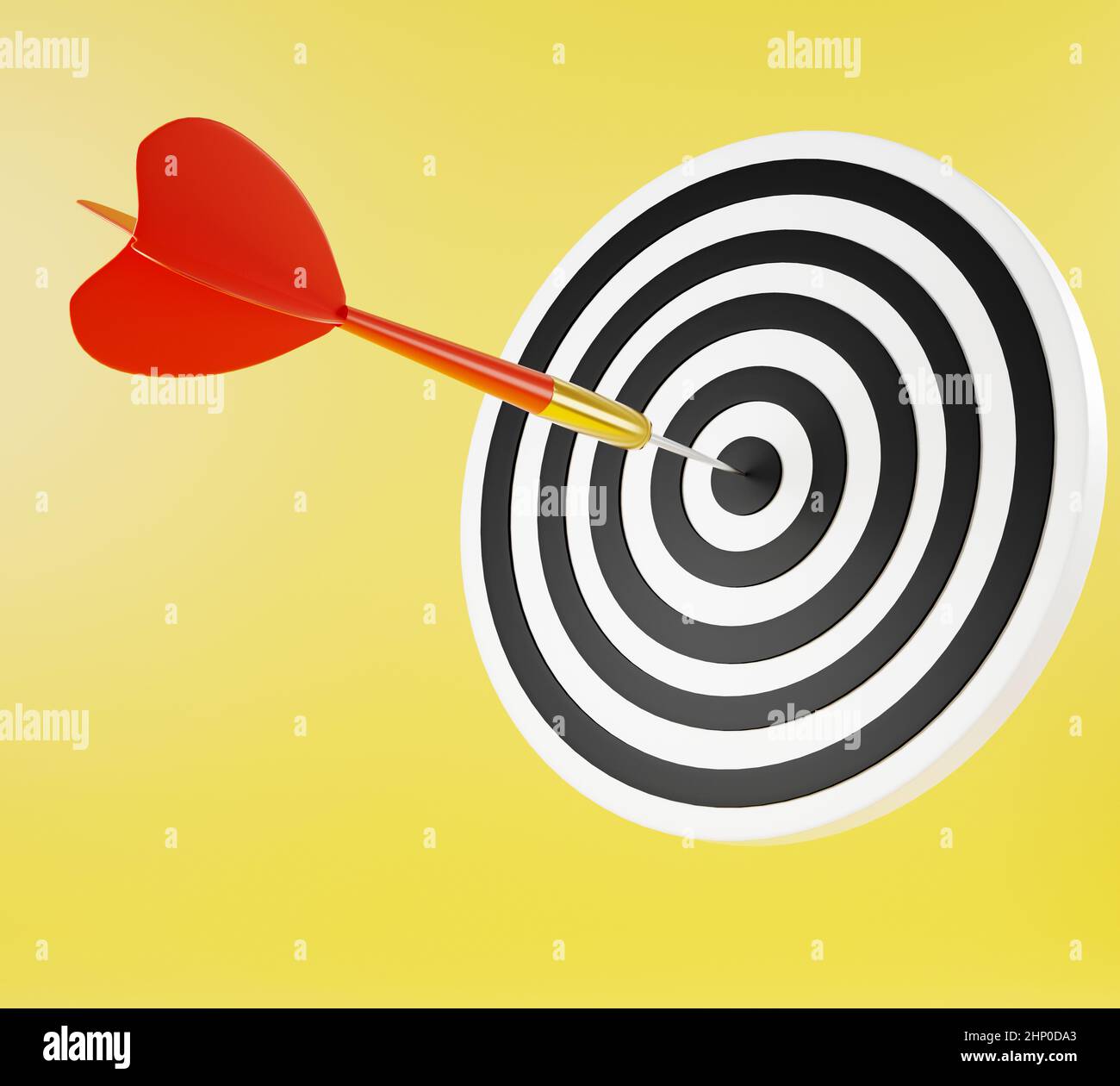 Dart arrow hitting to center on bullseye (bull's-eye) dartboard is ...