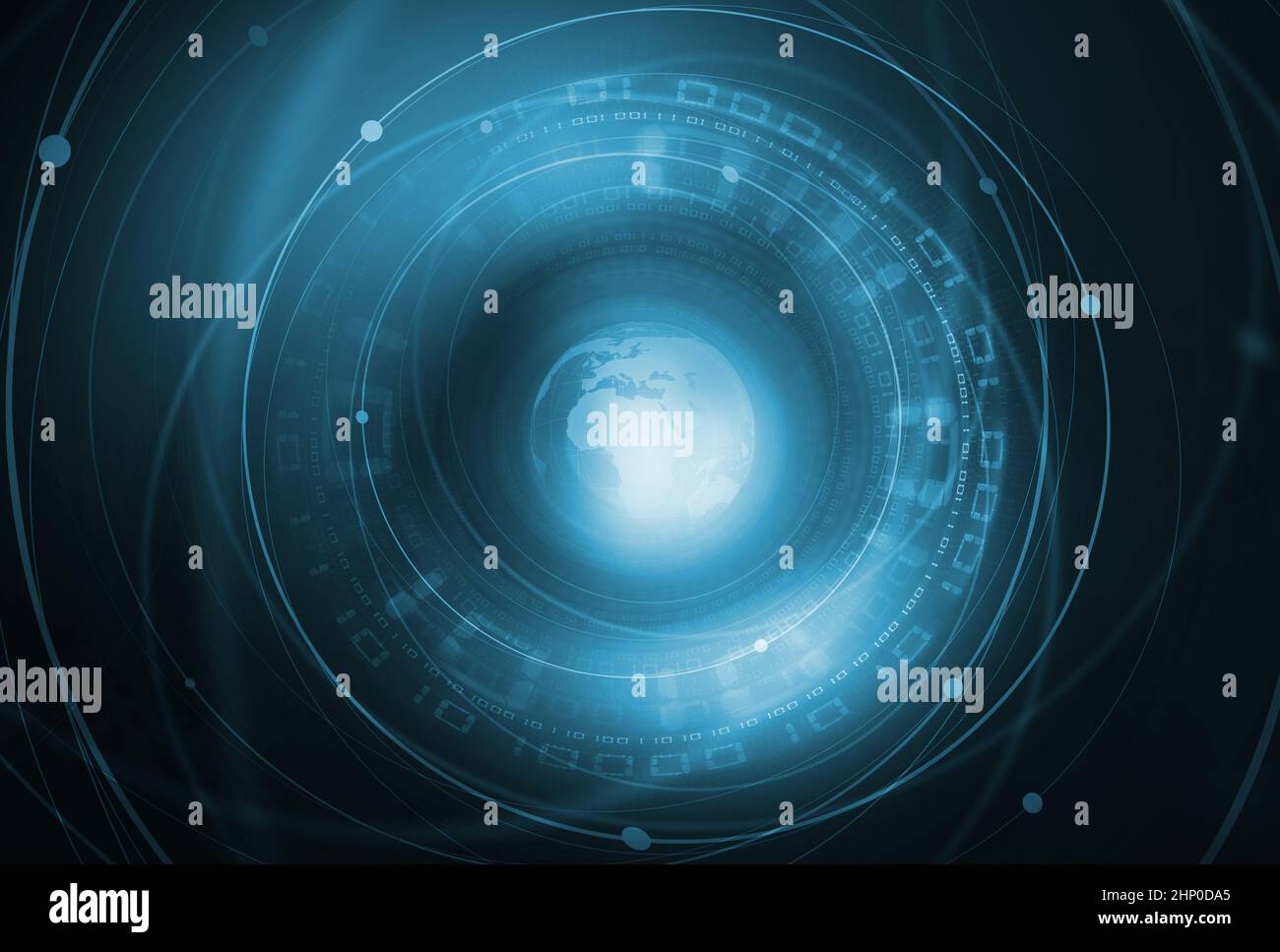 Digital world binary code blue background, digital data transmission ...