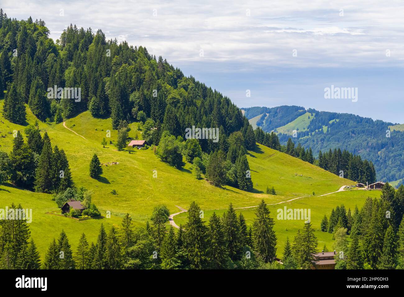 Idyllic scenery around the Immenstaedter Horn, a mountain in the Upper ...