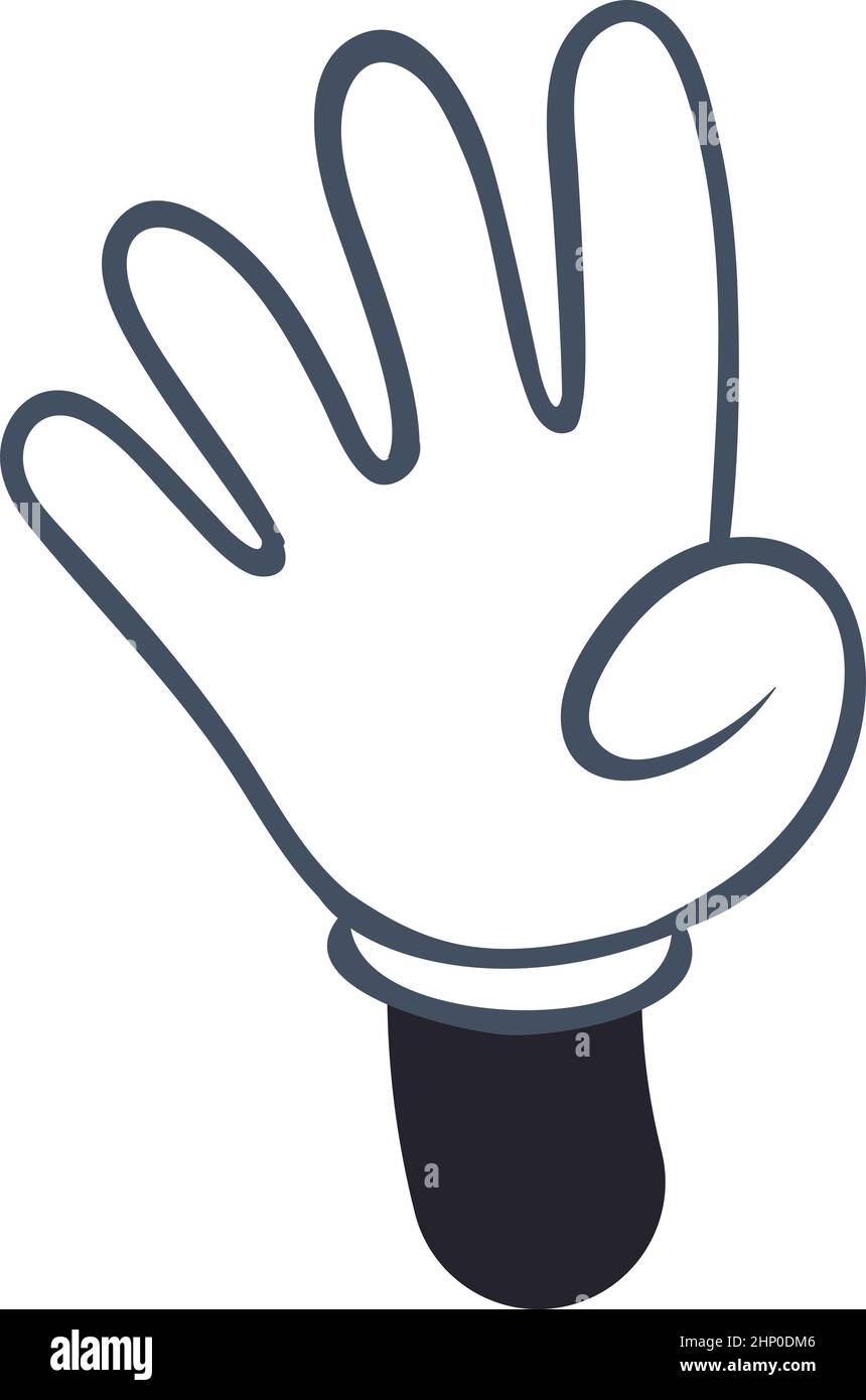 Cartoon hand showing four fingers. White glove arm Stock Vector Image ...