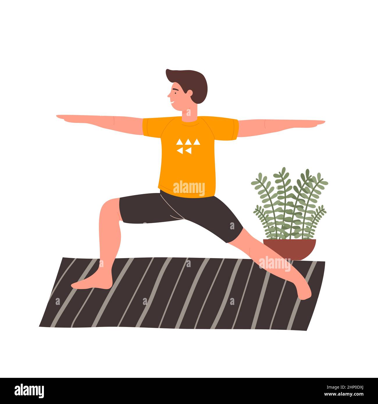 Active boy teenager doing sport training in cozy room. Fitness training ...