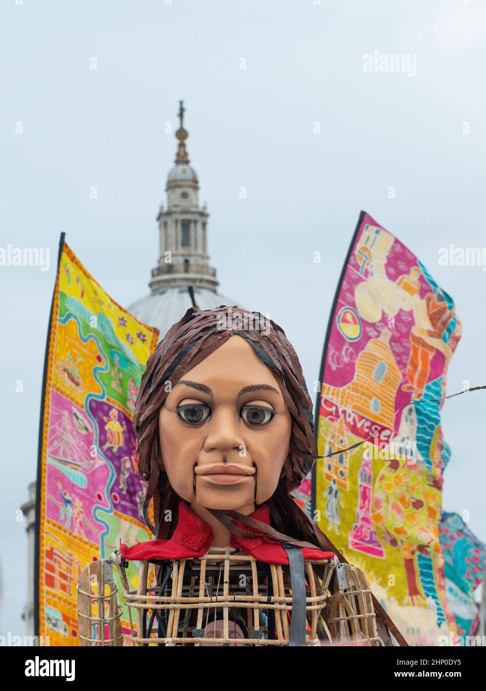 London, UK. 23rd October 2021. Little Amal, the giant Syrian refugee ...