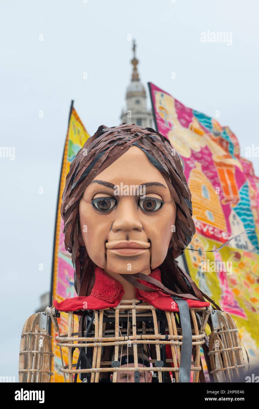 London, UK. 23rd October 2021. Little Amal, the giant Syrian refugee ...