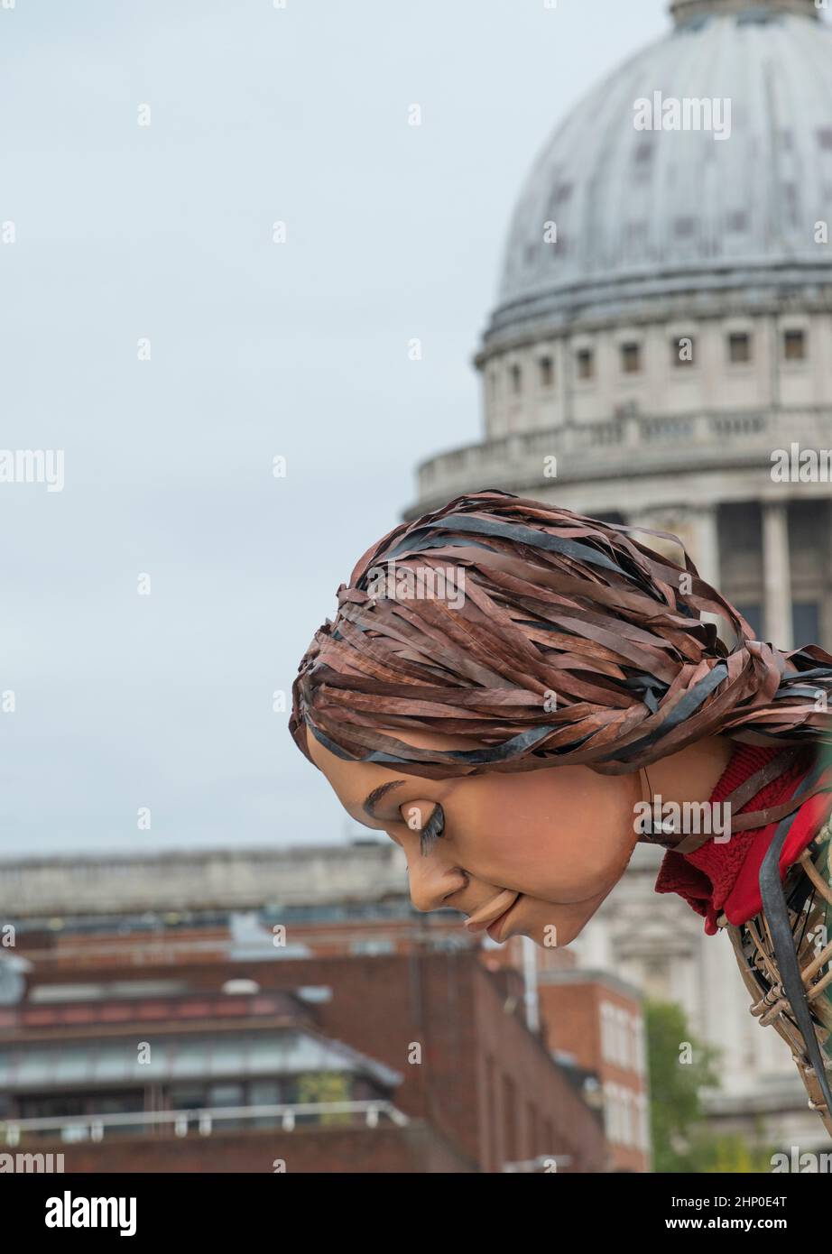 London, UK. 23rd October 2021. Little Amal, the giant Syrian refugee ...
