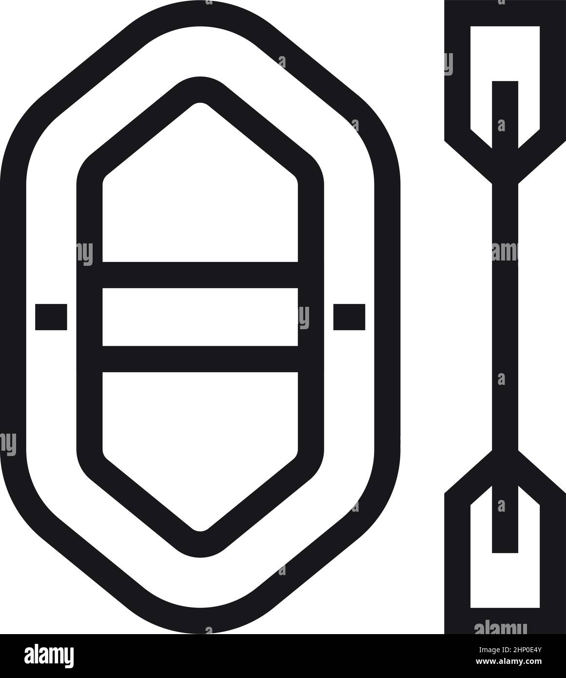 Rubber boat icon. Inflatable dinghy with oar. Rafting symbol Stock ...