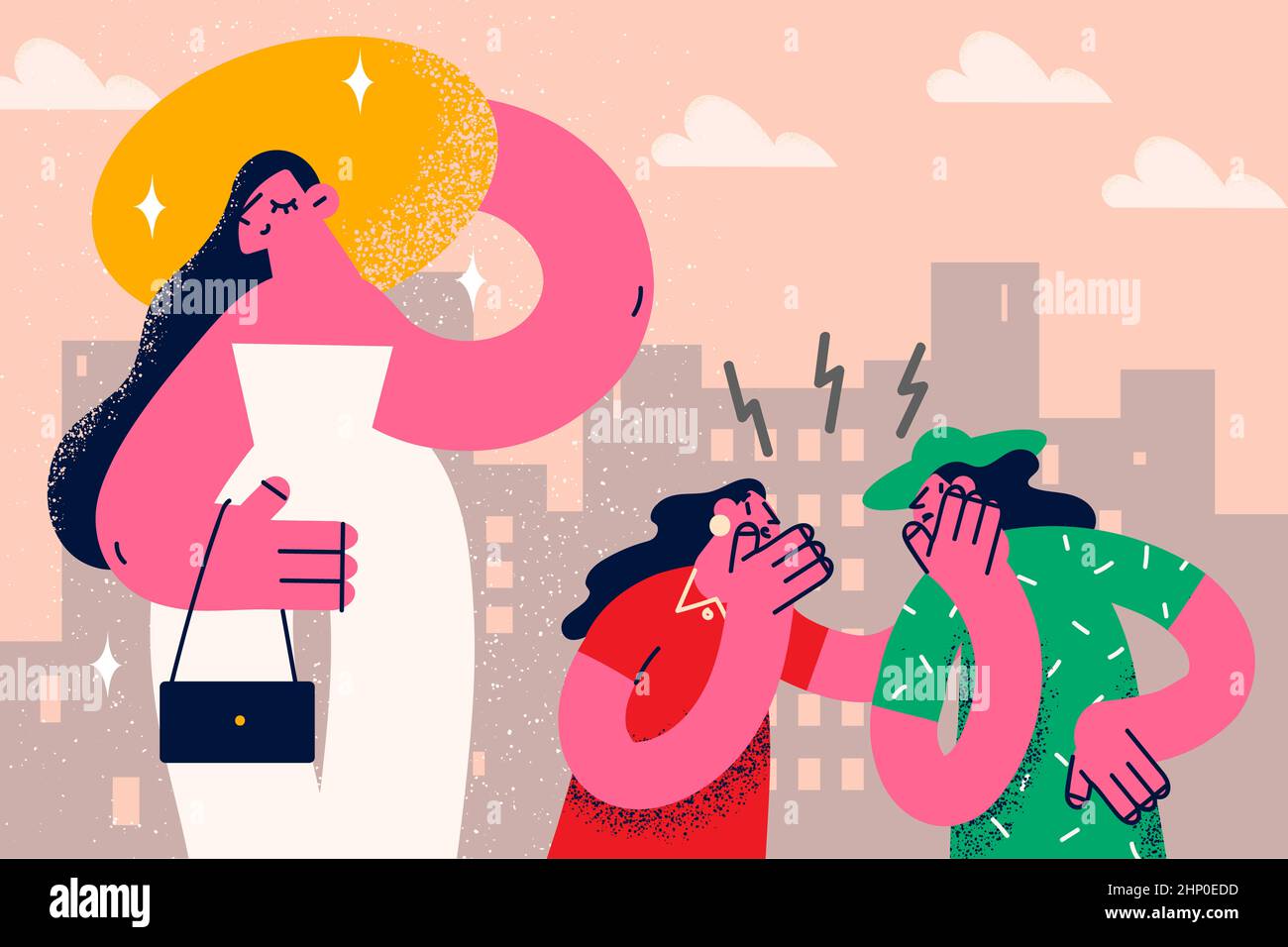 Women gossip about successful rich friend looking fabulous and happy ...