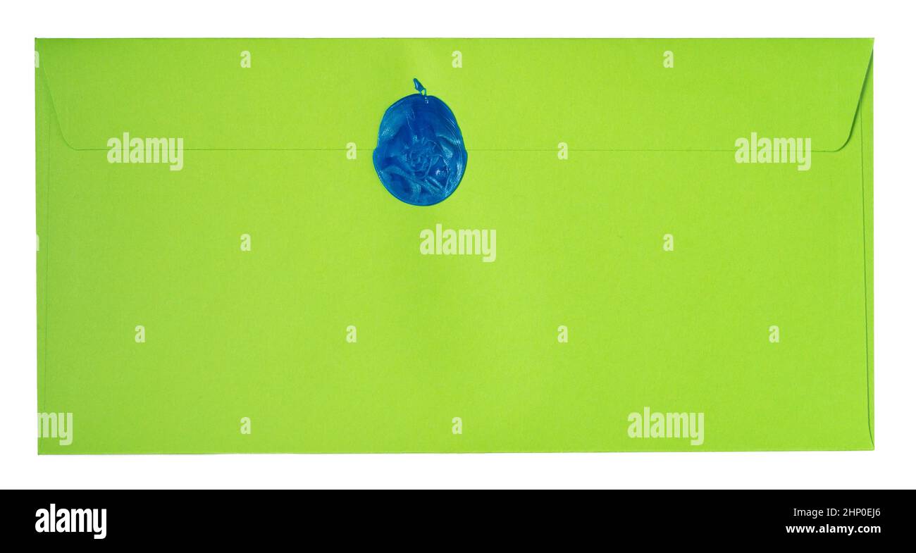 green envelope isolated on white background Stock Photo - Alamy