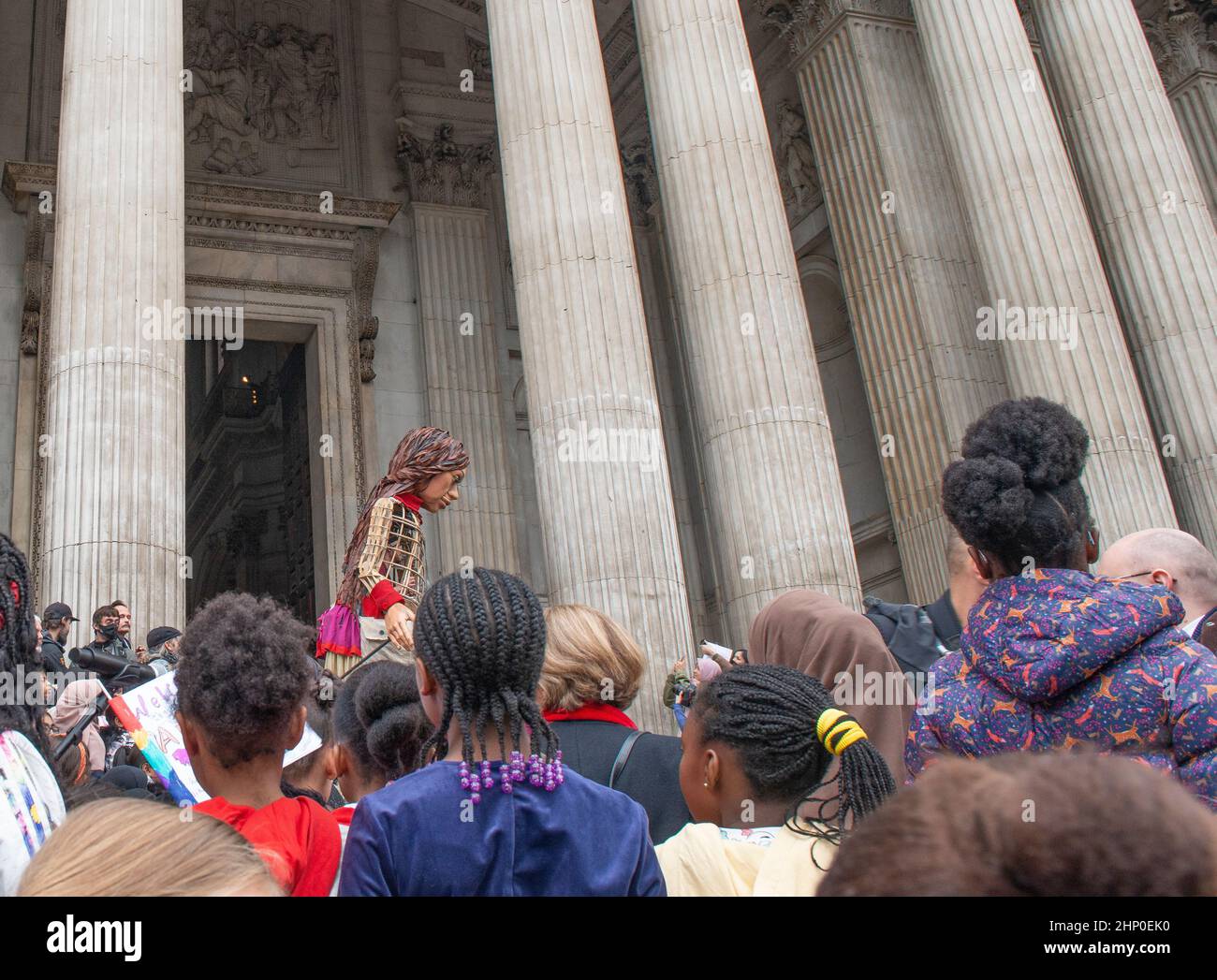 London, UK. 23rd October 2021. Little Amal, the giant Syrian refugee ...