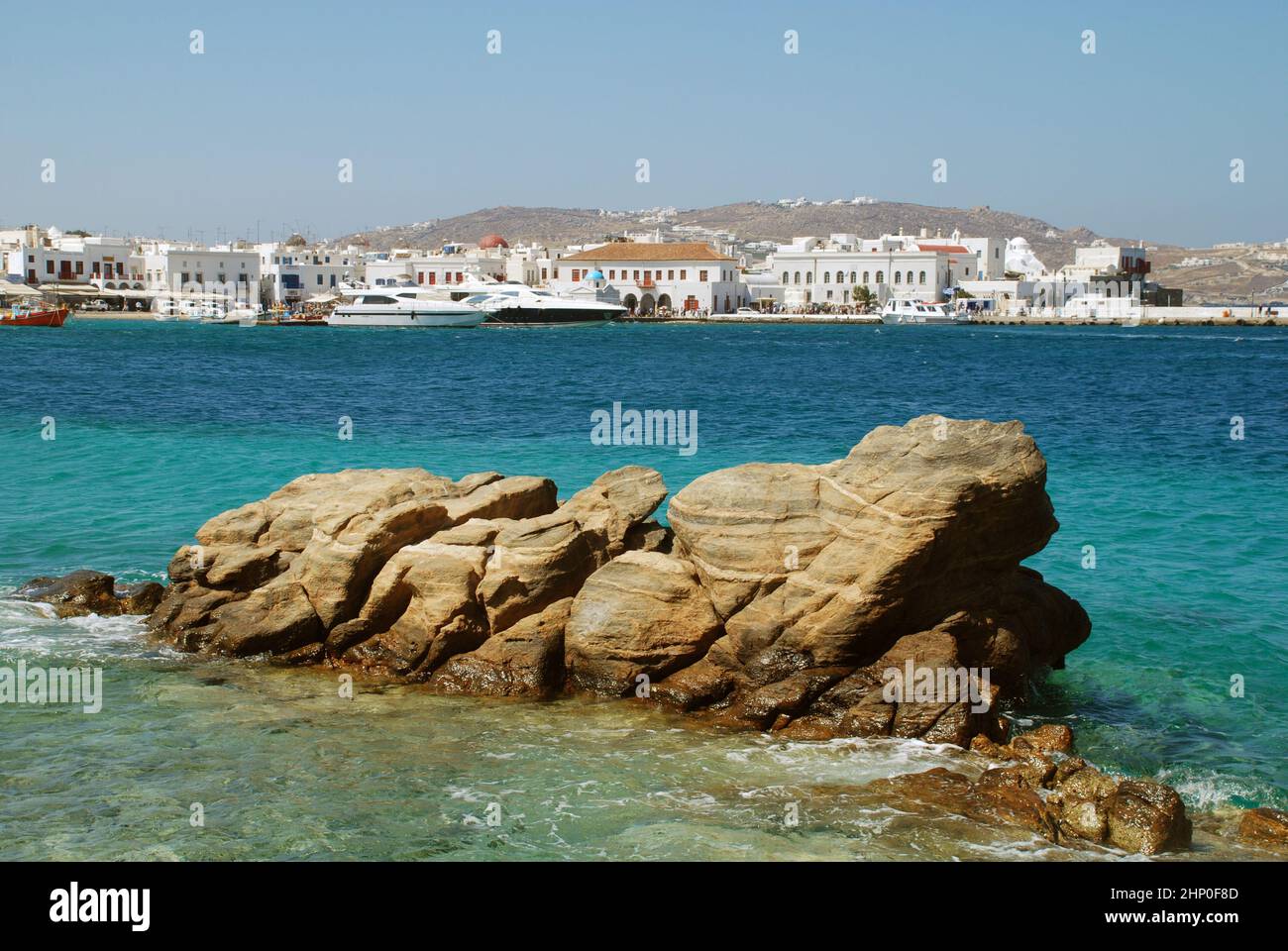 A view of Mykonos port, Cyclades islands, Greece Stock Photo - Alamy