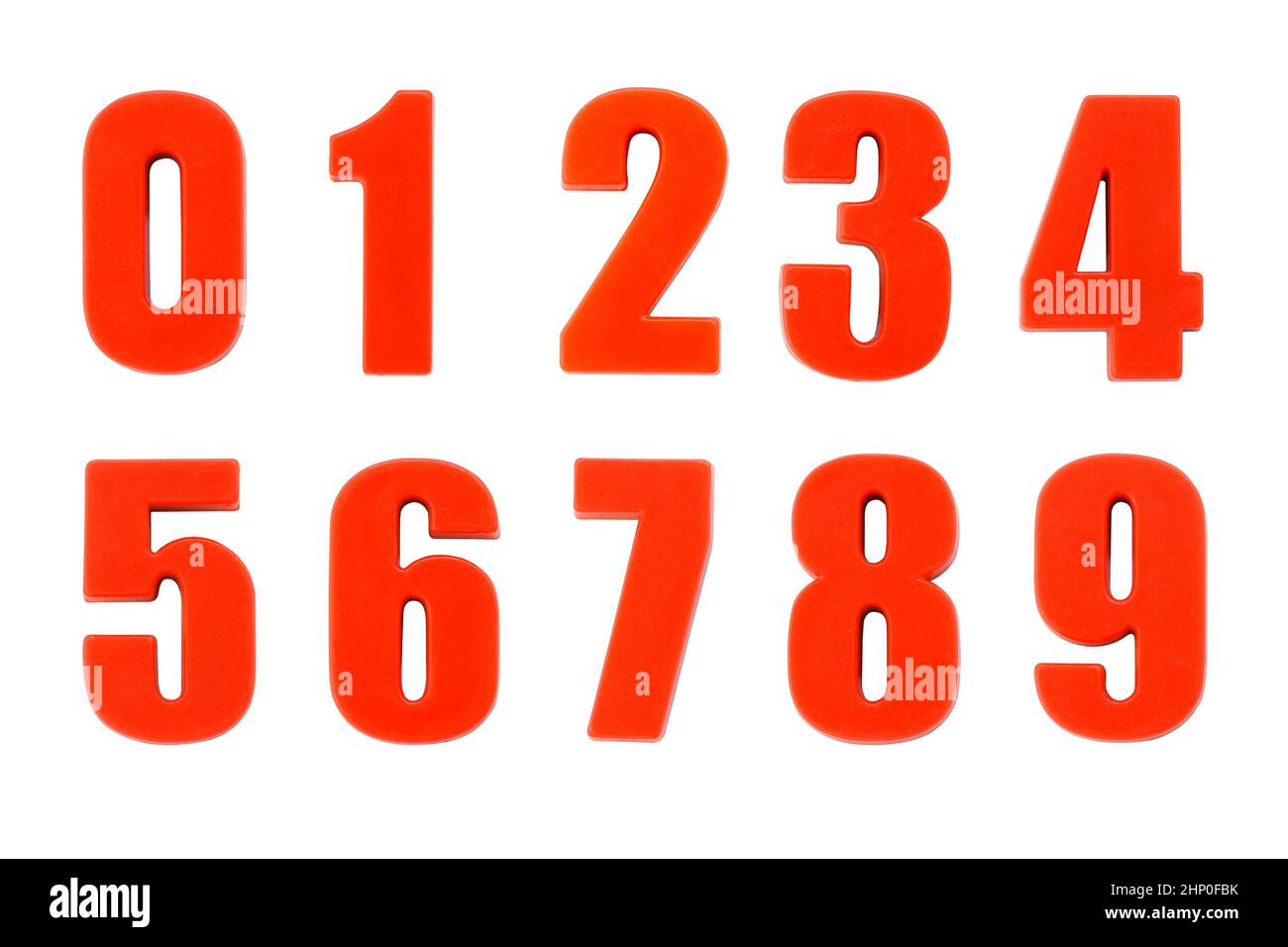 Shot of a number 0-9 made of red plastic ,Red educational number block ...