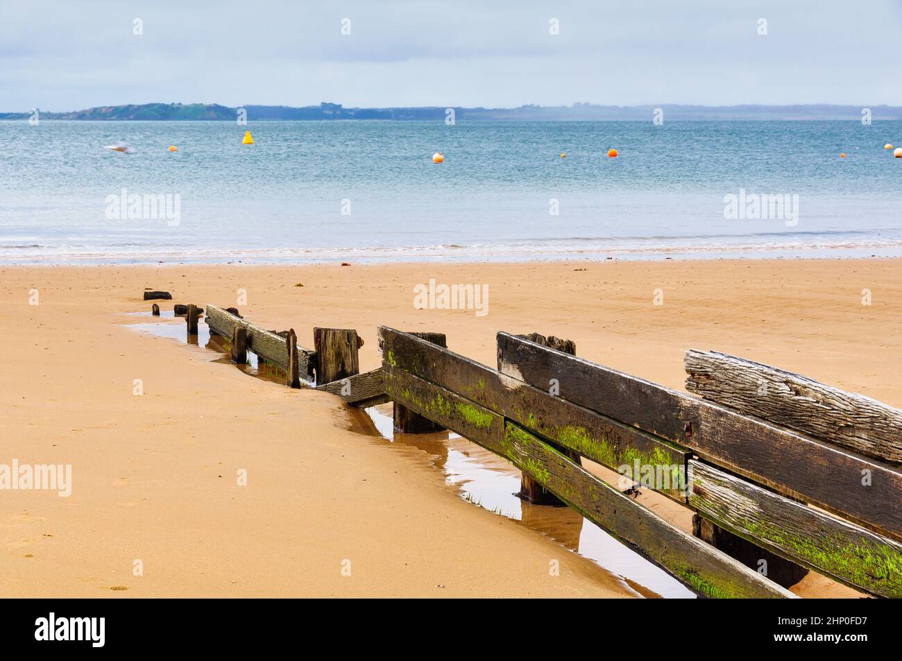 Wooden sea groyne on the Erehwon Point Beach - Cowes, Victoria ...