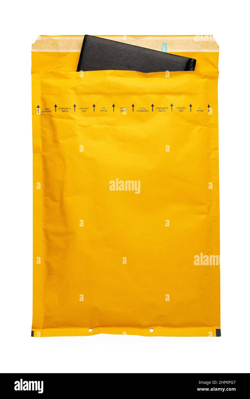 Brown envelope front and back isolated on white background. Letter top ...