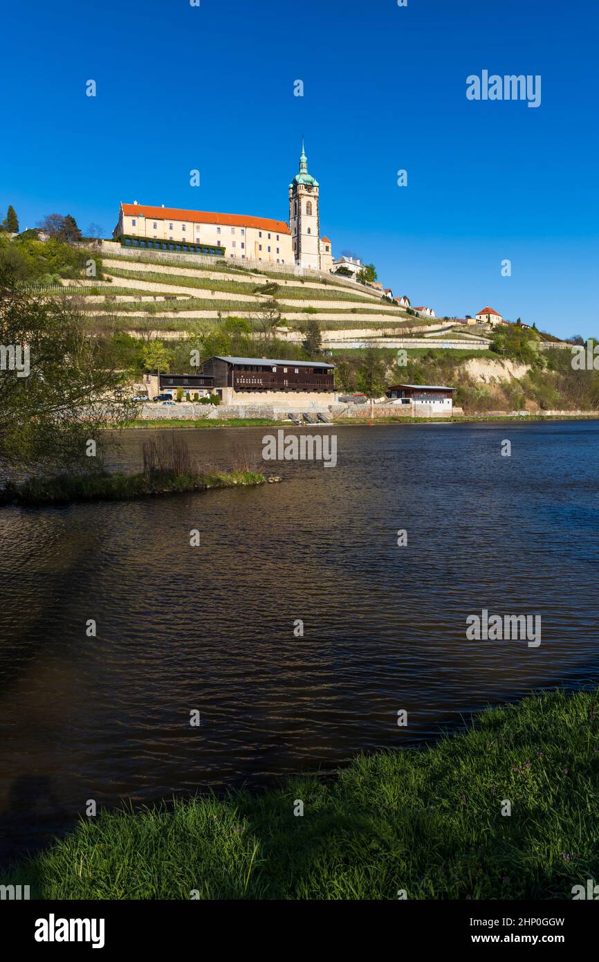 Melnik castle above the confluence of the Elbe and Vltava rivers ...