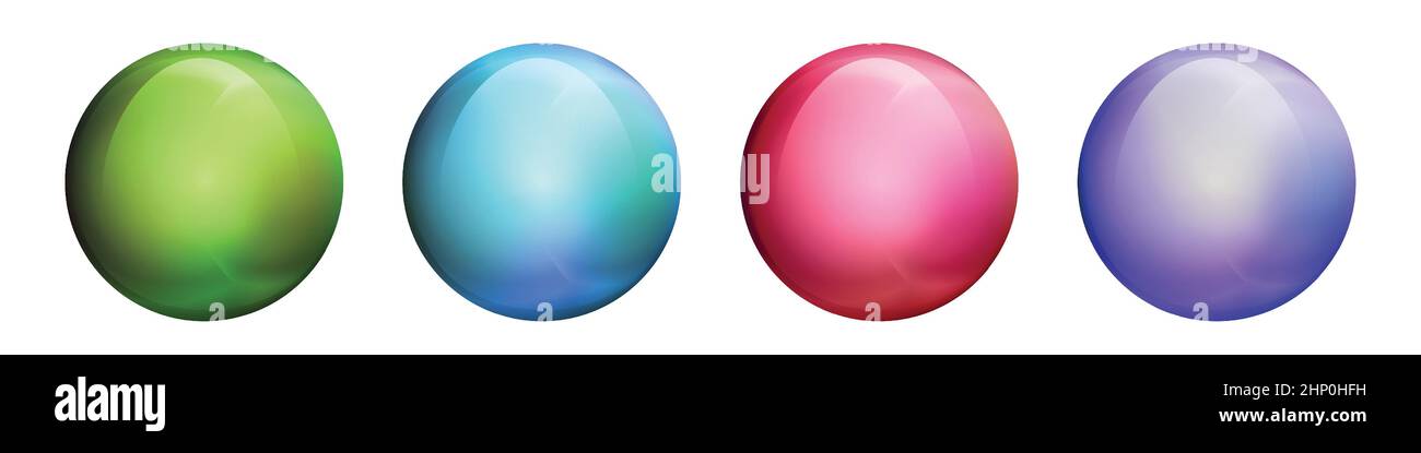 Set with glass colorful balls. Glossy realistic ball, 3D abstract ...