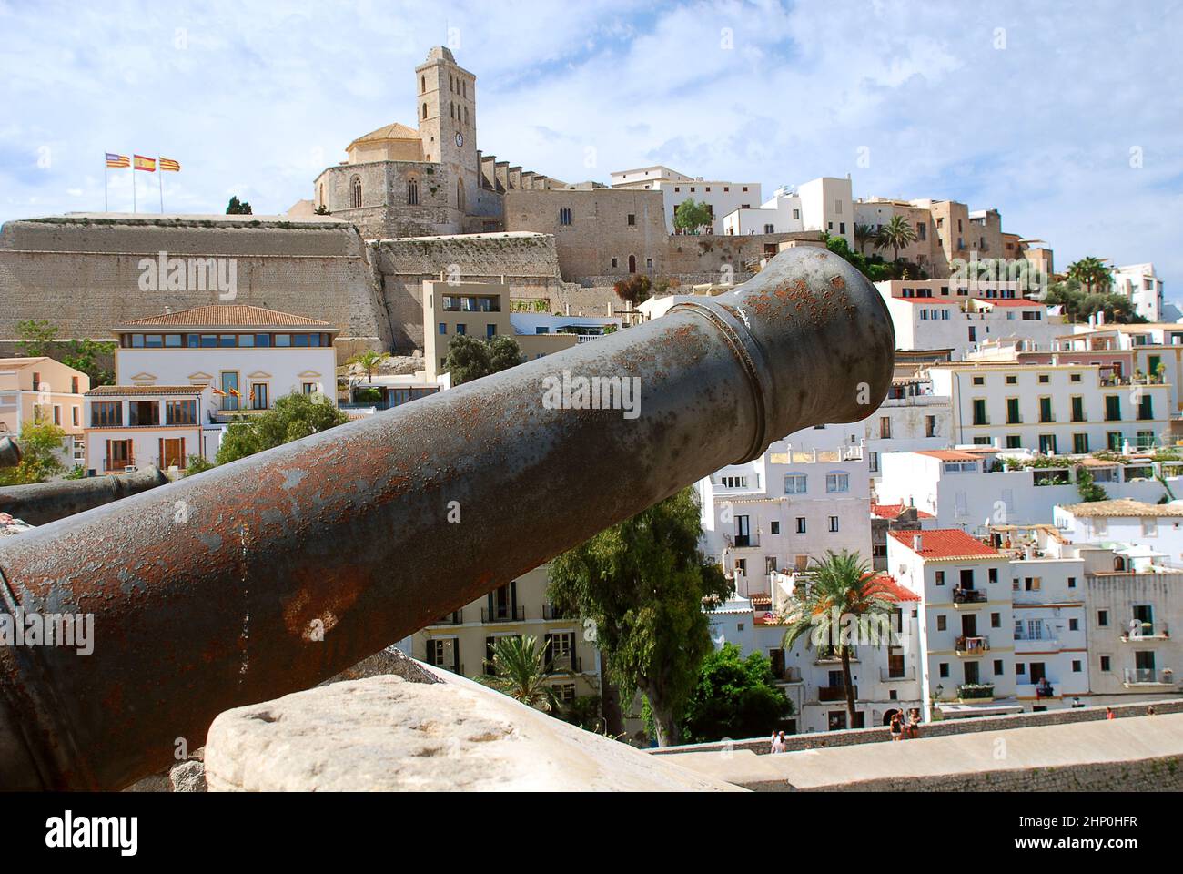 Ibiza, Spain: City view of Dalt Vila zone (old town of Ibiza town ...