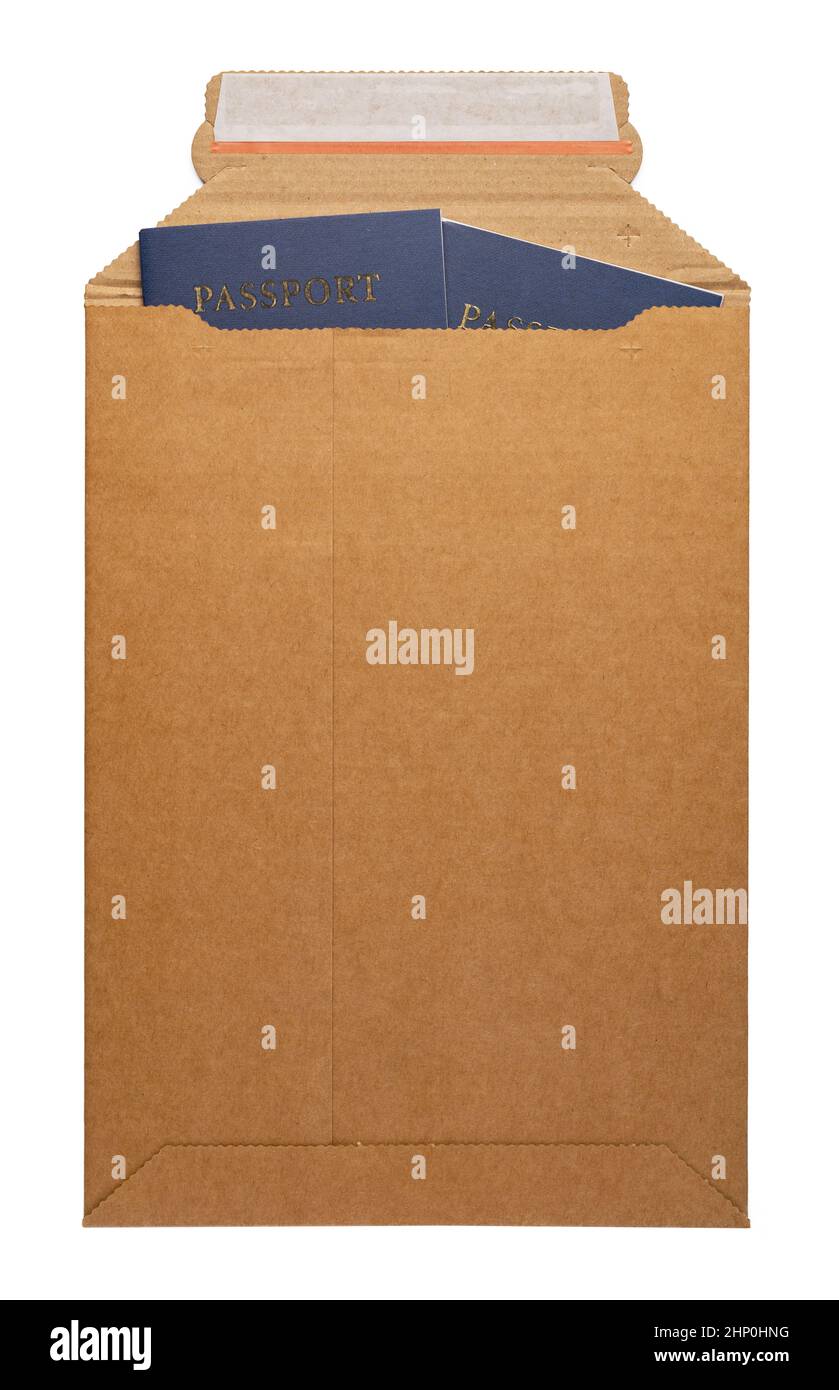 Brown envelope front and back isolated on white background. Letter top view Stock Photo - Alamy